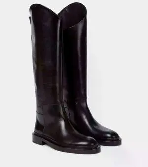 JIL SANDER Leather Riding Boots - Black