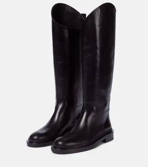 JIL SANDER Leather Riding Boots - Black
