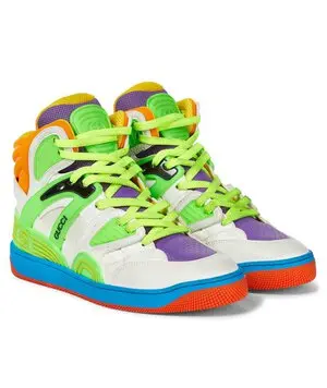 Gucci Gucci Basket Faux Leather Sneakers Multicoloured