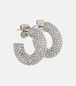 Amina Muaddi Cameron Mini Embellished Earrings - Silver