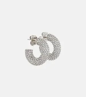 Amina Muaddi Amina Muaddi Cameron Mini Embellished Earrings Silver