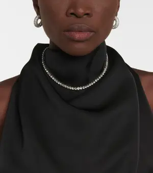 Amina Muaddi Cameron Mini Embellished Earrings - Silver