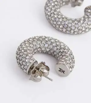 Amina Muaddi Cameron Mini Embellished Earrings - Silver