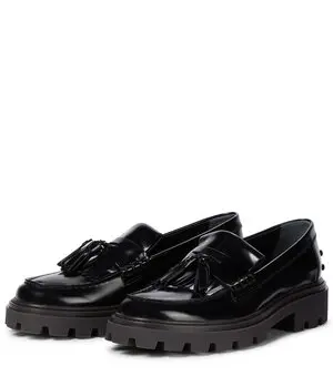 TOD'S Leather Tasseled Platform Loafers