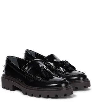 TOD'S Leather Tasseled Platform Loafers