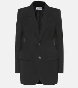 Balenciaga Hourglass Virgin Wool Blazer - Black