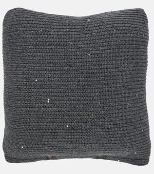 Brunello Cucinelli Sequined Cashmere And Silk Cushion - Grey