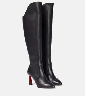 CHRISTIAN LOUBOUTIN Eleonor Botta 85 Leather Knee-high Boots - Black