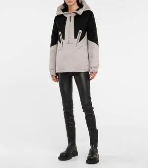Moncler Iberis Hooded Half-zip Down Jacket - Black