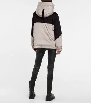 Moncler Iberis Hooded Half-zip Down Jacket - Black