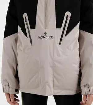 Moncler Iberis Hooded Half-zip Down Jacket - Black