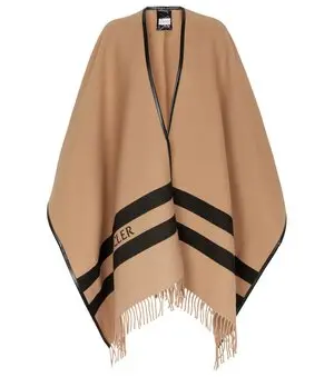 Moncler Wool Logo Cape - Beige