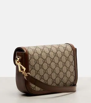 Gucci Horsebit 1955 Mini Leather-trimmed Shoulder Bag - Beige