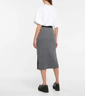 Moncler Wool And Cashmere Midi Skirt - Grey