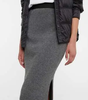 Moncler Wool And Cashmere Midi Skirt - Grey