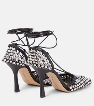 Bottega Veneta Sparkle Stretch Embellished Mesh Pumps