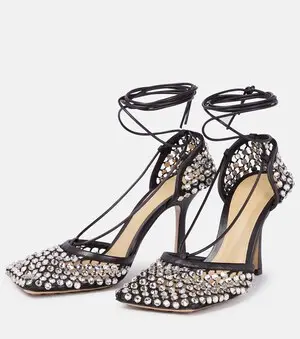 Bottega Veneta Sparkle Stretch Embellished Mesh Pumps