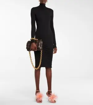 Bottega Veneta Dot Feather-trimmed Leather Sandals
