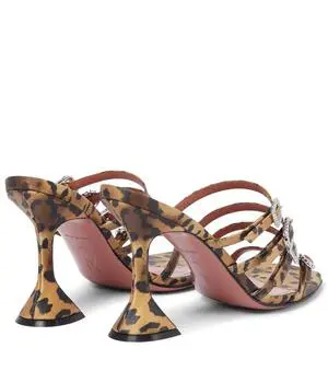 Amina Muaddi Robyn Leopard-print Satin Sandals