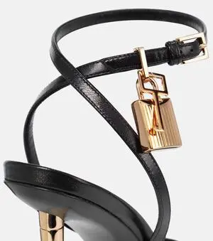 TOM FORD Padlock Leather Sandals - Black
