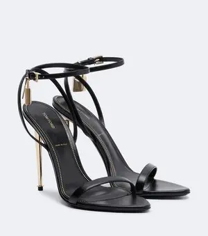 TOM FORD Padlock Leather Sandals - Black