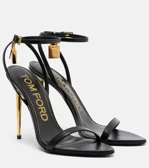 TOM FORD Padlock Leather Sandals - Black