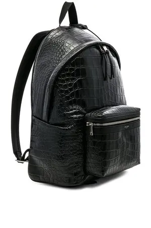 Saint Laurent City Animal Print Backpack - Black Croc