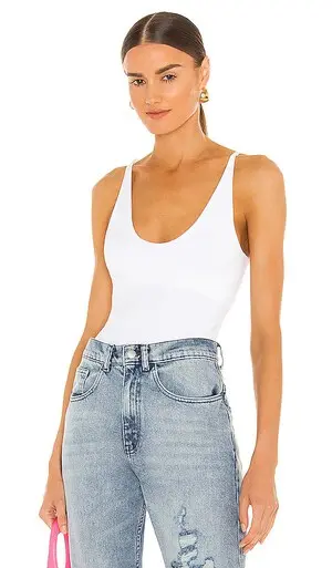 Free People Seamless V-neck Cami With Built-in Shelf Bra - White