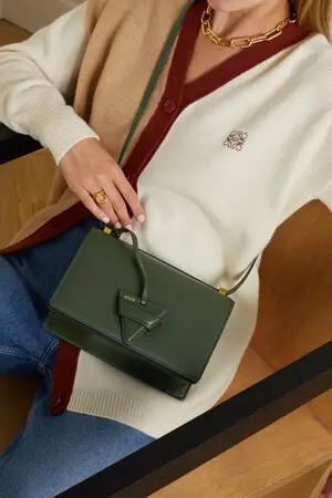 Loewe Barcelona Leather Shoulder Bag Green