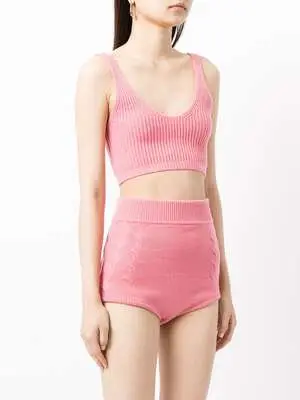 Cashmere In Love Reese Ribbed-knit Cropped Vest - Pink