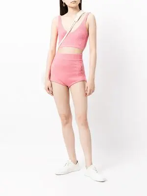 Cashmere In Love Reese Ribbed-knit Cropped Vest - Pink