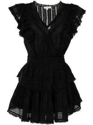 LoveShackFancy Gwen Ruffle Mini Dress - Black