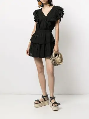 LoveShackFancy Gwen Ruffle Mini Dress - Black