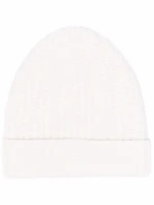 Malo Ribbed Cashmere Beanie - White