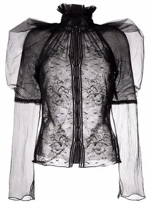 TOM FORD Floral-lace High-neck Blouse