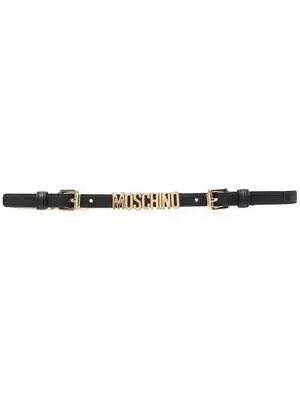Moschino Logo-plaque Leather Belt - Black