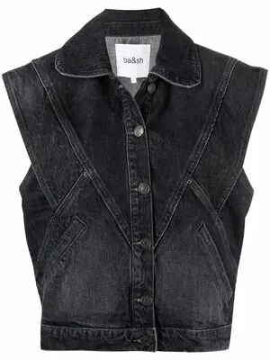 Ba&sh Panelled Denim Waistcoat - Grey