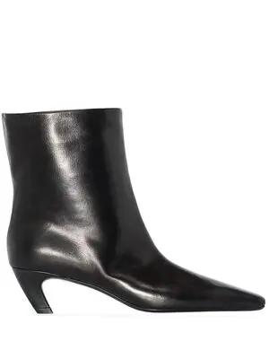 Khaite Arizona Leather Ankle Boots - Black