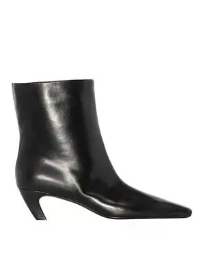 Khaite Arizona Leather Ankle Boots - Black
