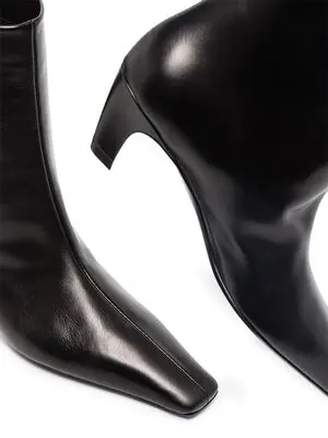 Khaite Arizona Leather Ankle Boots - Black