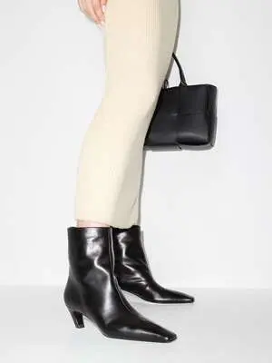 Khaite Arizona Leather Ankle Boots - Black