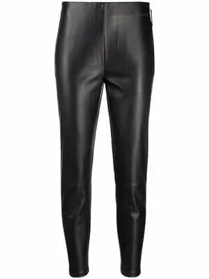Calvin Klein Faux-leather Cropped Leggings - Black