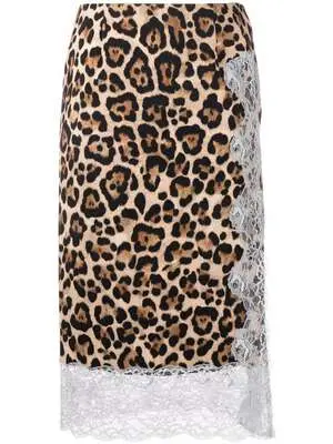 Blumarine Leopard Print Midi Skirt