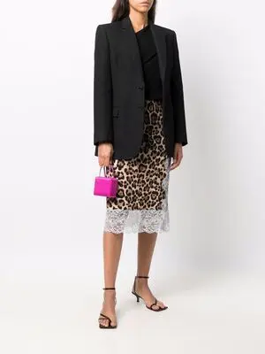 Blumarine Leopard Print Midi Skirt