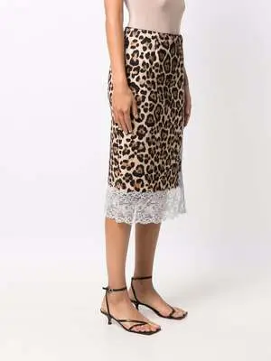 Blumarine Leopard Print Midi Skirt