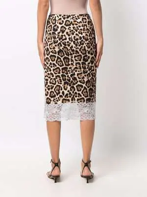 Blumarine Leopard Print Midi Skirt