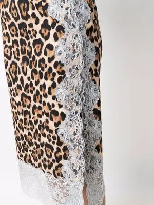 Blumarine Leopard Print Midi Skirt