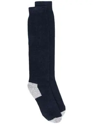 Fedeli Contrasting Panel Ankle Socks - Blue