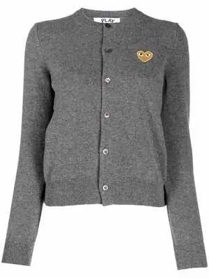 Play Comme Des Garcon Embroidered Heart Cardigan - Grey