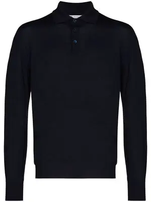 Brunello Cucinelli Knitted Long-sleeve Polo Shirt - Blue